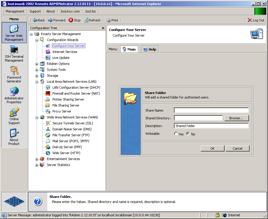 JooLinux® Remote Administration Tool Screenshots